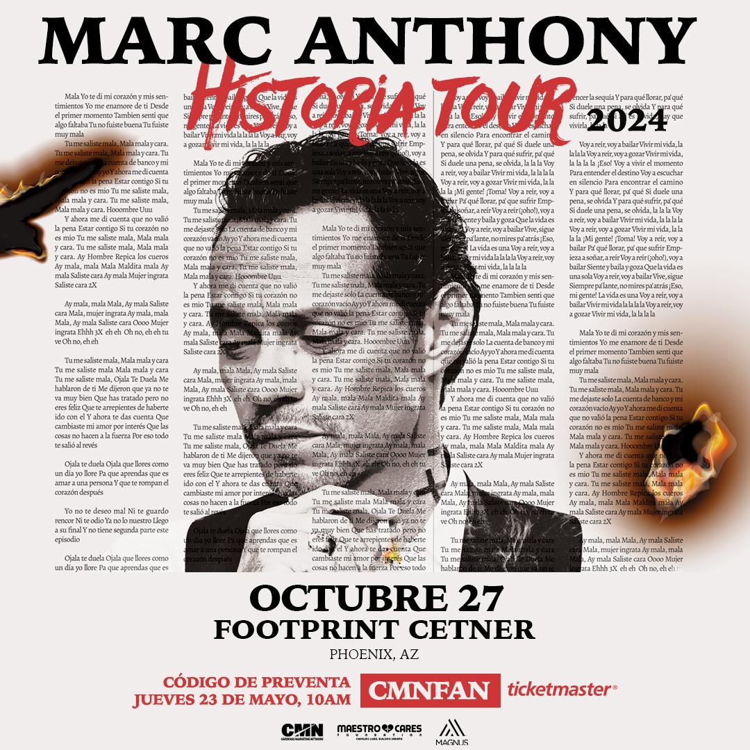 Marc Anthony Historia Tour 2024. Octubre 27, en el Foot Print Center de ...
